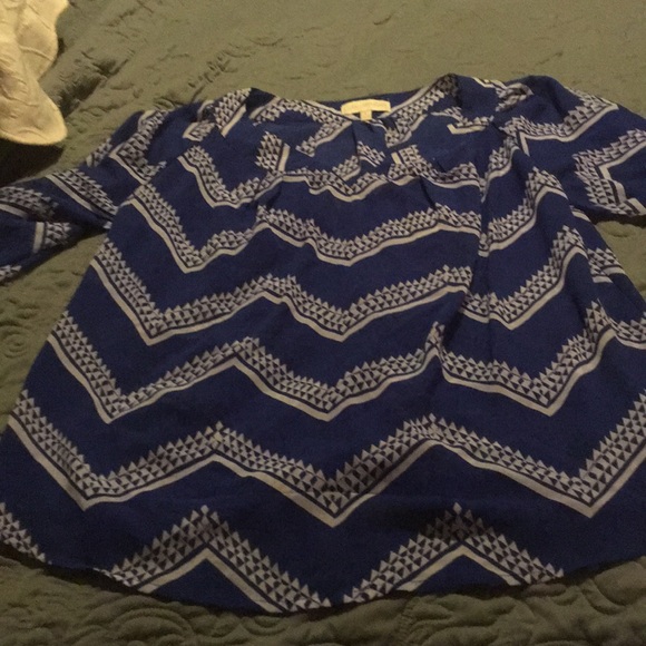 My Michelle | Tops | Royal Blue Top With Chevron Print Sheer Size Large ...
